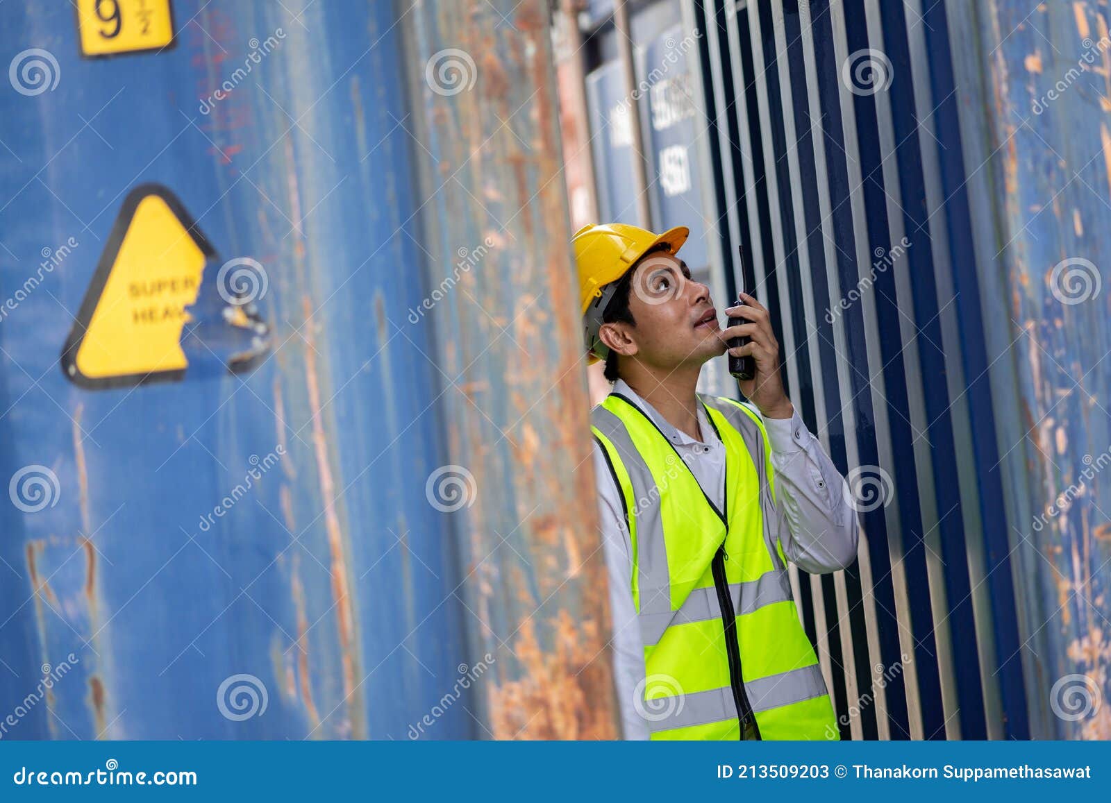 Engineer or Supervisor Checking and Control Loading Containers Box from ...