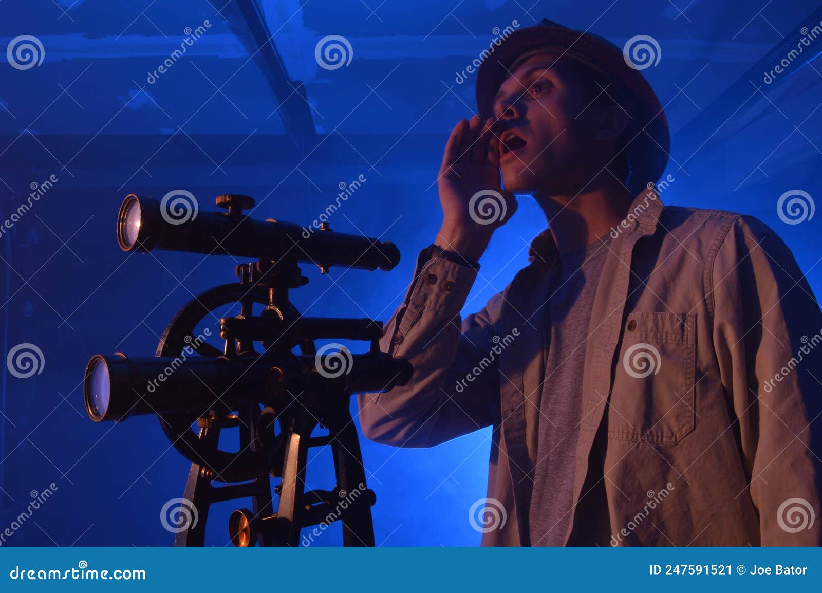 Engineer with Antique Surveying Transit Stock Image - Image of boss ...
