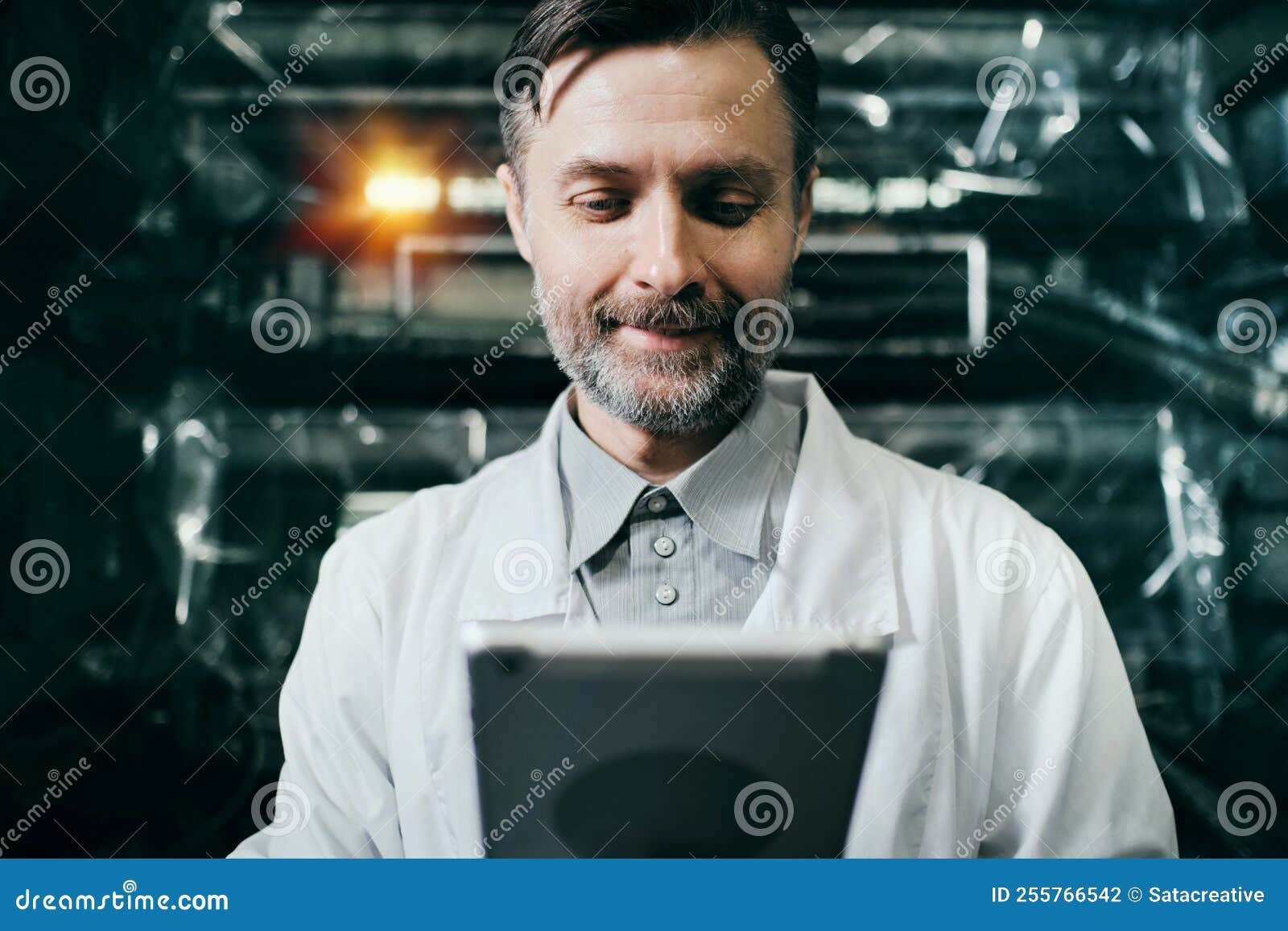 Engineer with Tablet Working at Polymer Factory Stock Photo - Image of ...