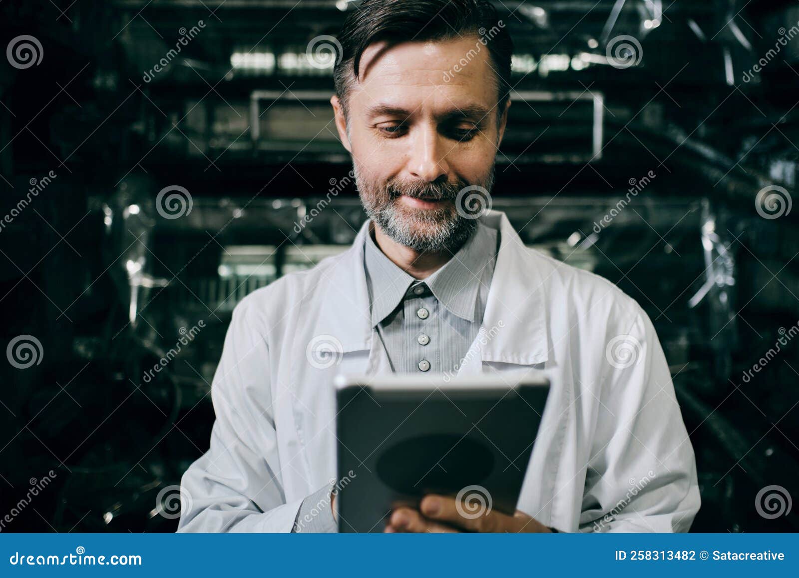 Engineer with Tablet Working at Polymer Factory Stock Photo - Image of ...