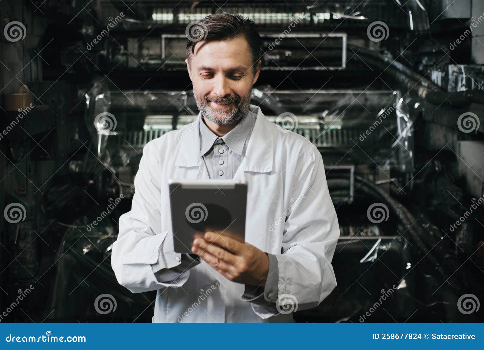 Engineer with Tablet Working at Polymer Factory Stock Photo - Image of ...