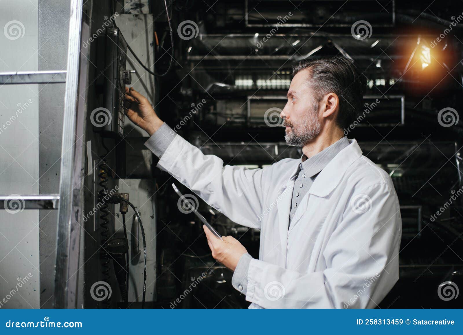 Engineer with Tablet Working at Polymer Factory Stock Image - Image of ...