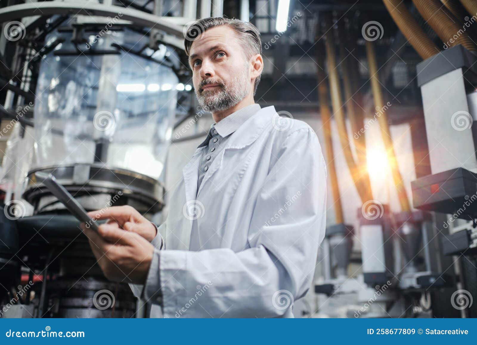 Engineer with Tablet Working at Polymer Factory Stock Image - Image of ...