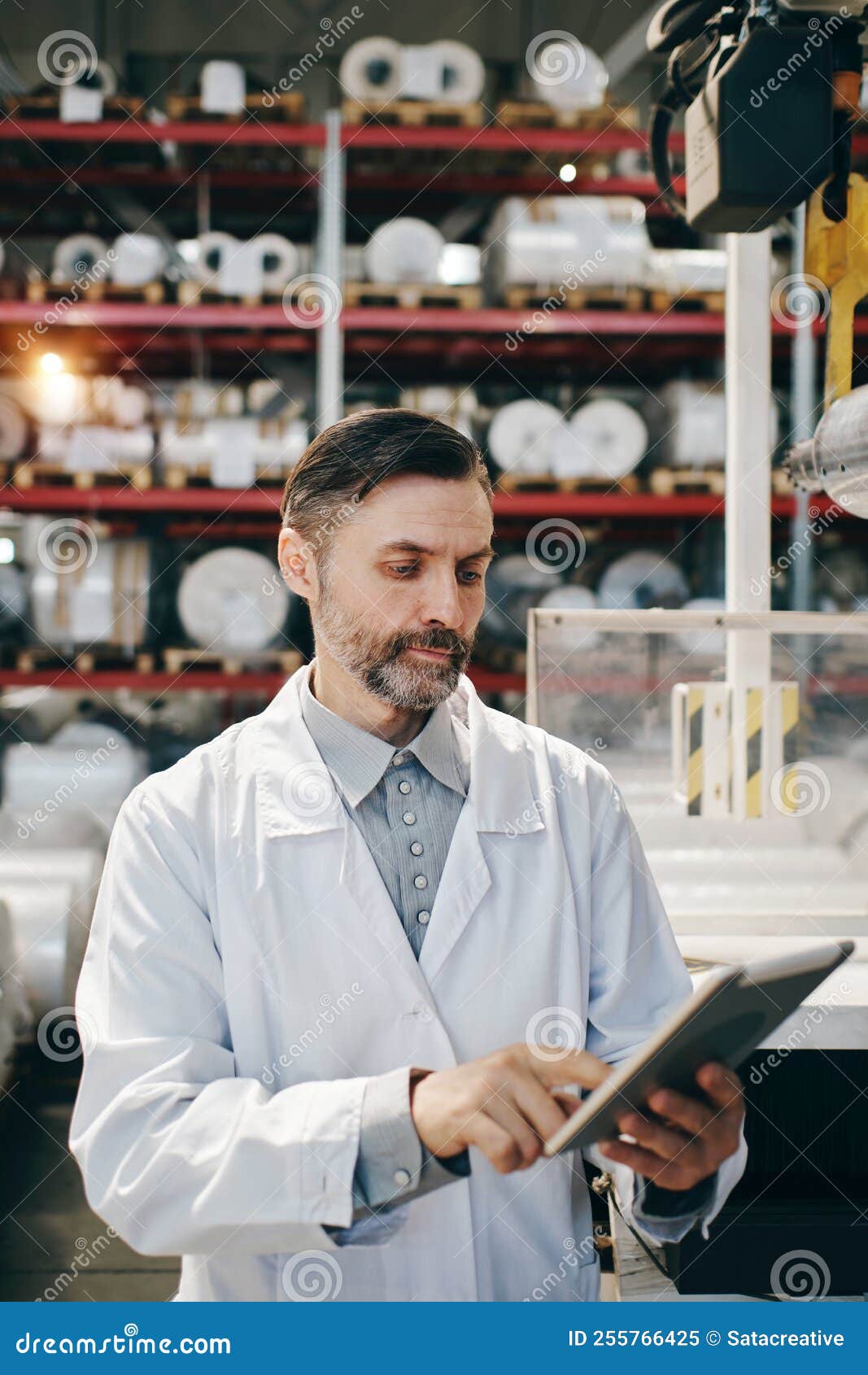 Engineer with Tablet Working at Polymer Factory Stock Image - Image of ...