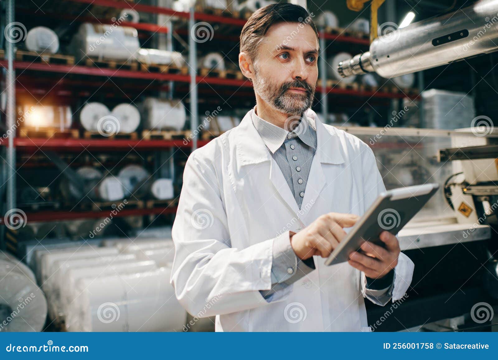 Engineer with Tablet Working at Polymer Factory Stock Photo - Image of ...