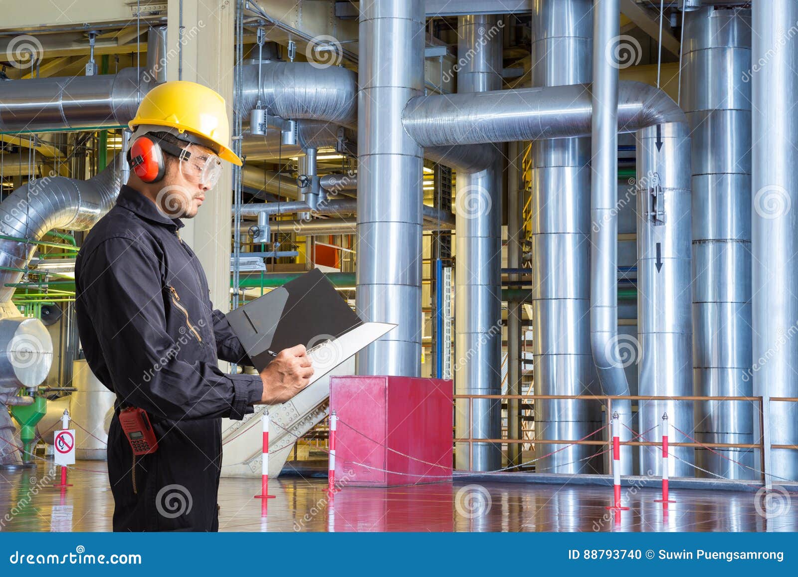Engineer Taking Notes for Maintenance Work in Powerhouse Stock Photo ...