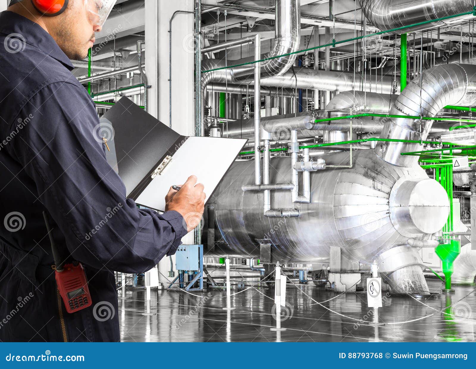 Engineer Taking Notes at Thermal Power Plant Factory Stock Photo ...