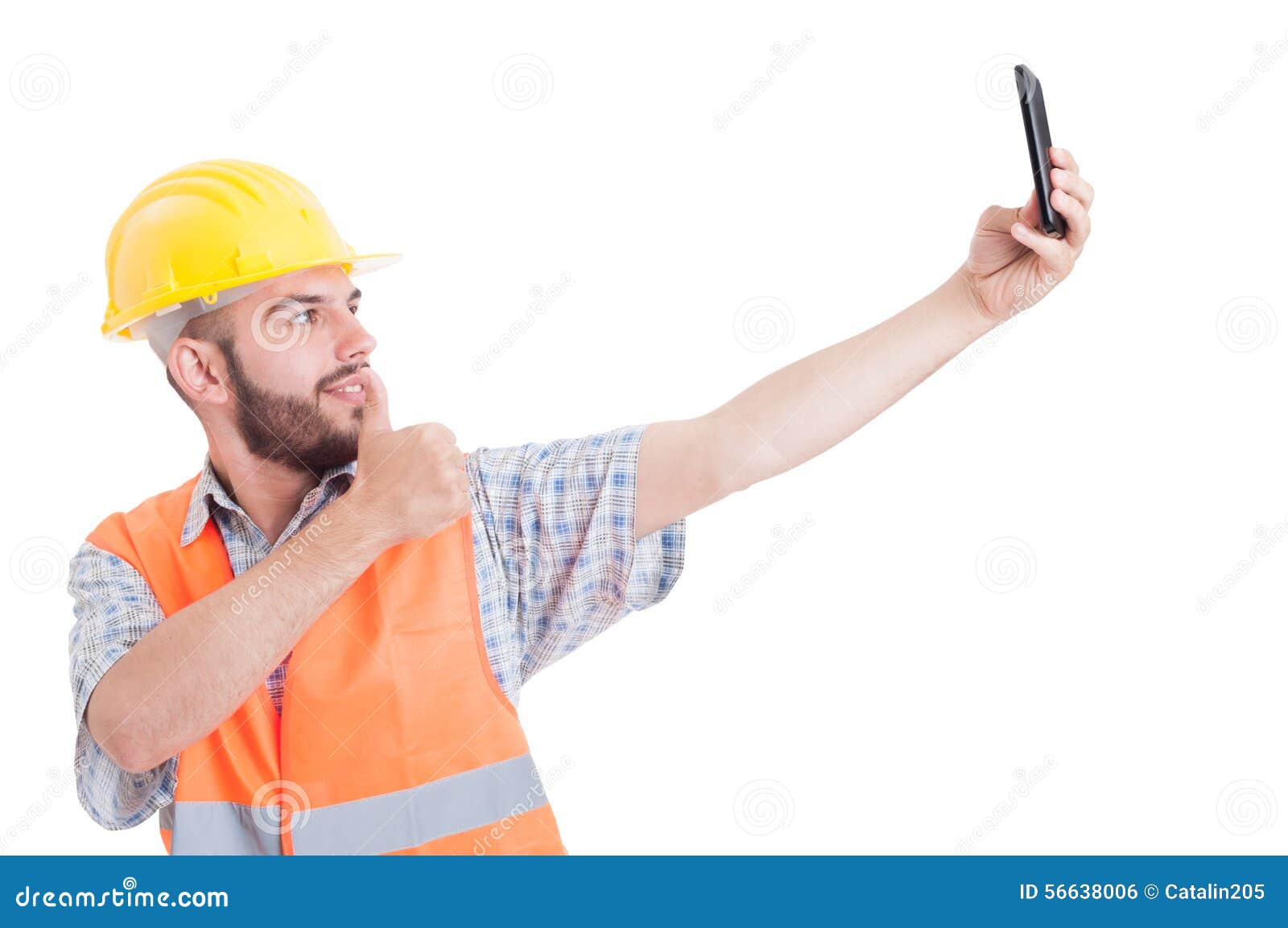 Engineer Taking a Selfie Showing Like Stock Photo - Image of male ...
