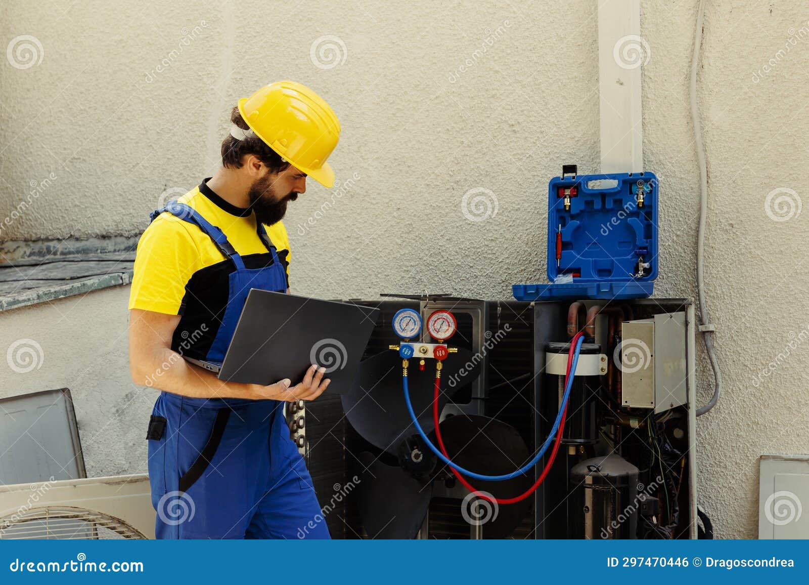Engineer Tasked with Servicing Condenser Stock Photo - Image of ...