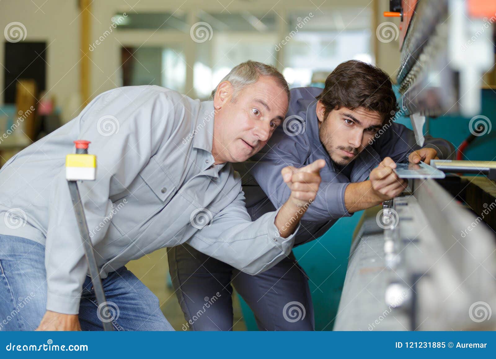 Engineer Teaching Apprentice To Use Grinding Machine Stock Image ...