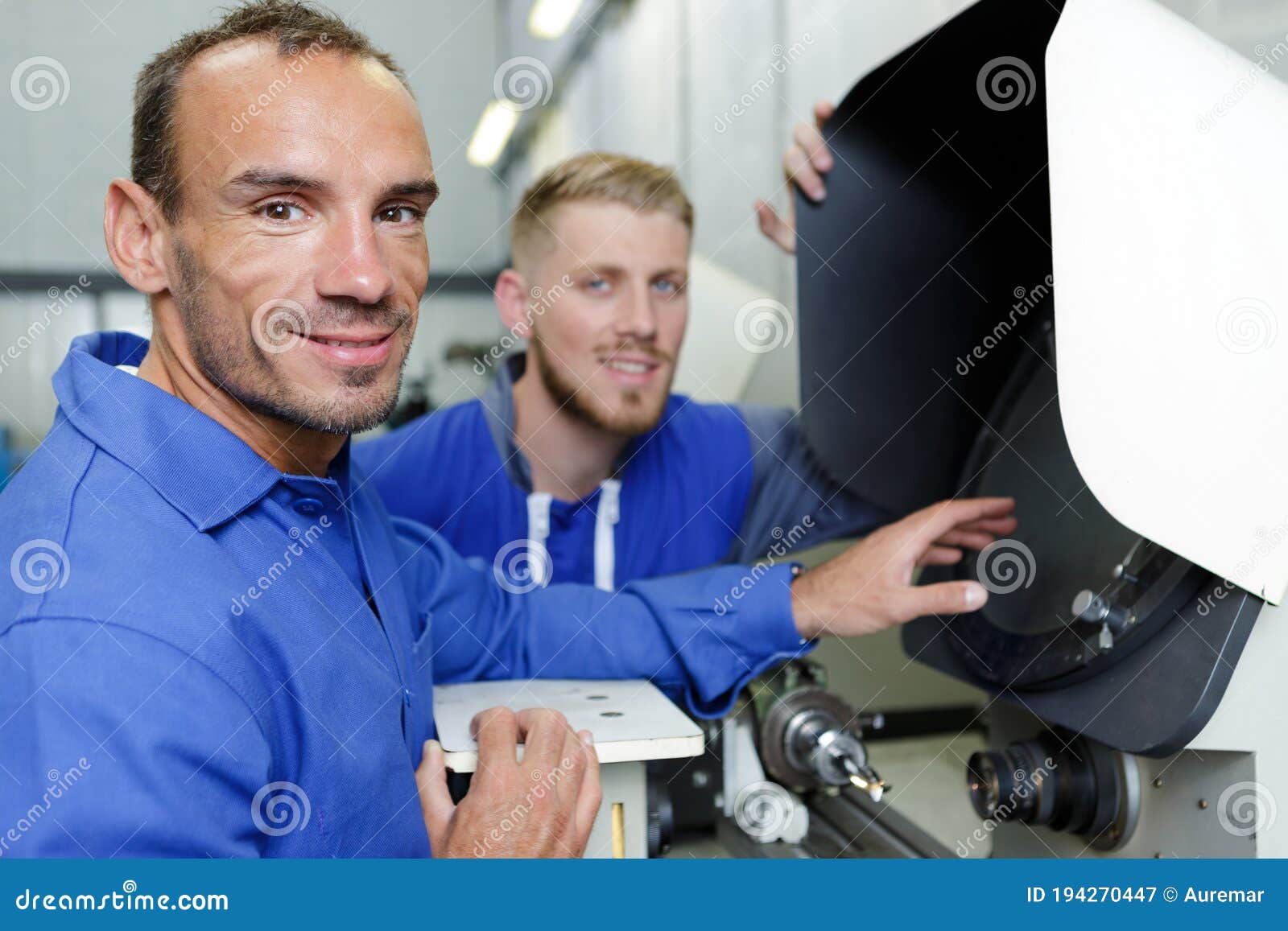 Engineer Teaching Apprentice To Use Machine Stock Image - Image of ...