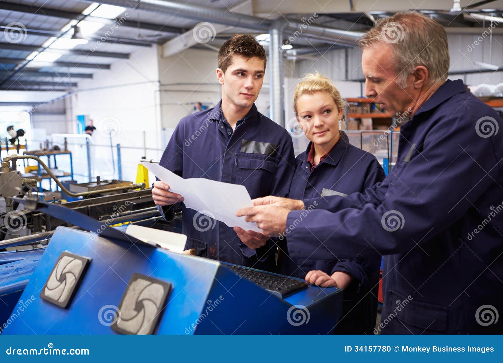 Engineer Teaching Apprentices To Use Tube Bending Machine Stock Photo ...