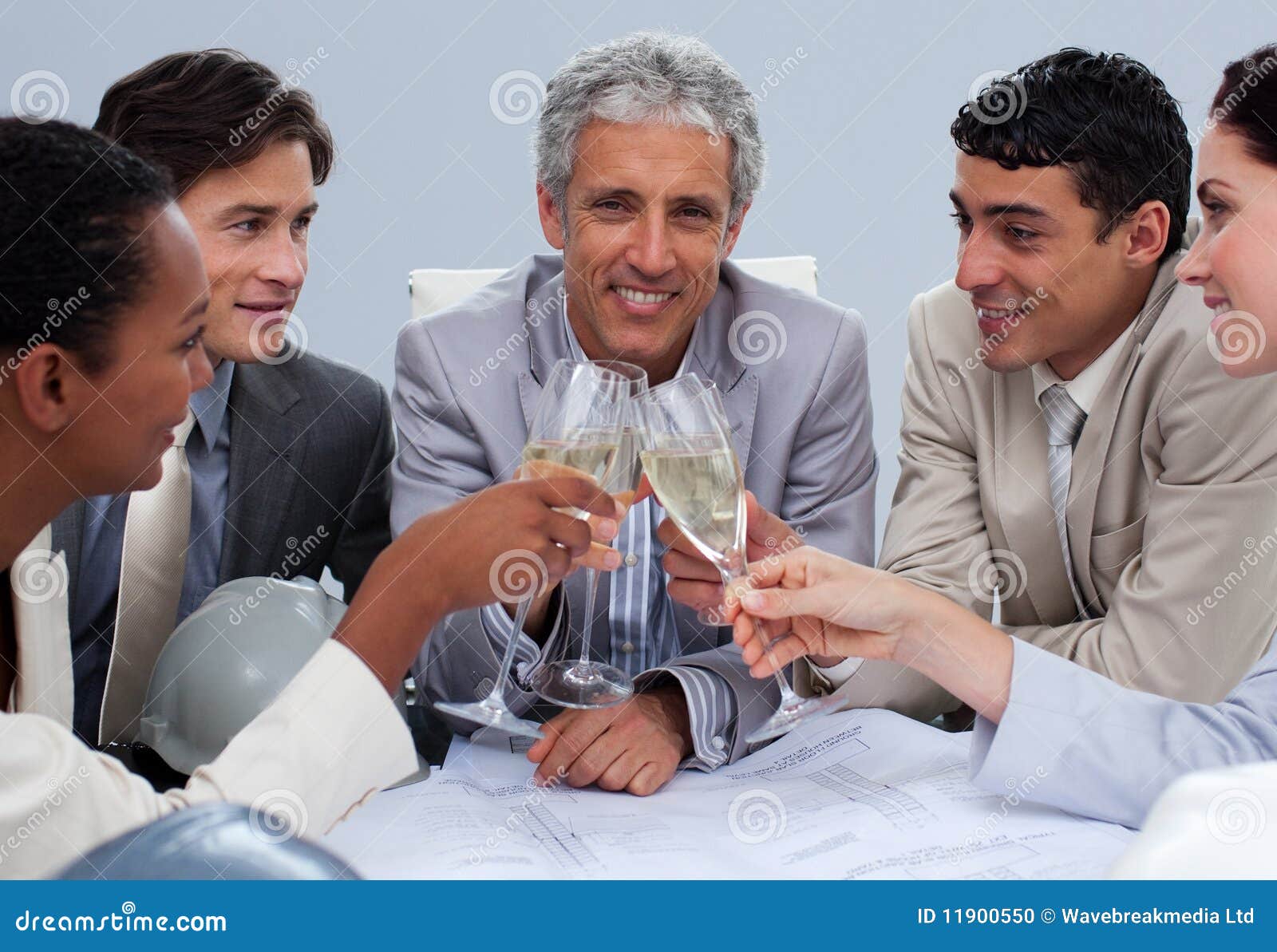 Engineer Team Celebrating a Success with Champagne Stock Photo - Image ...