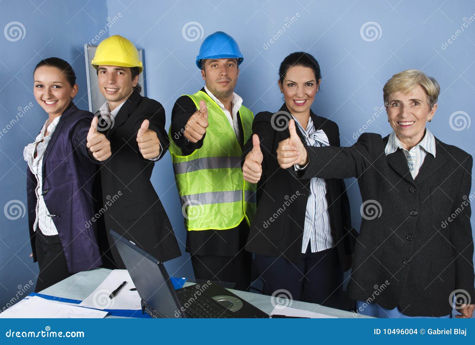 Engineer Team Giving Thumbs Up Stock Photo - Image of give, gesturing ...