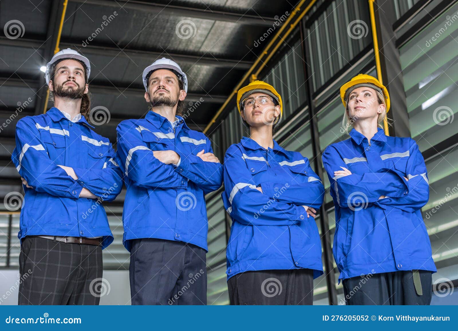 Engineer Team, Group of Worker Workshop People Teamwork in Modern ...
