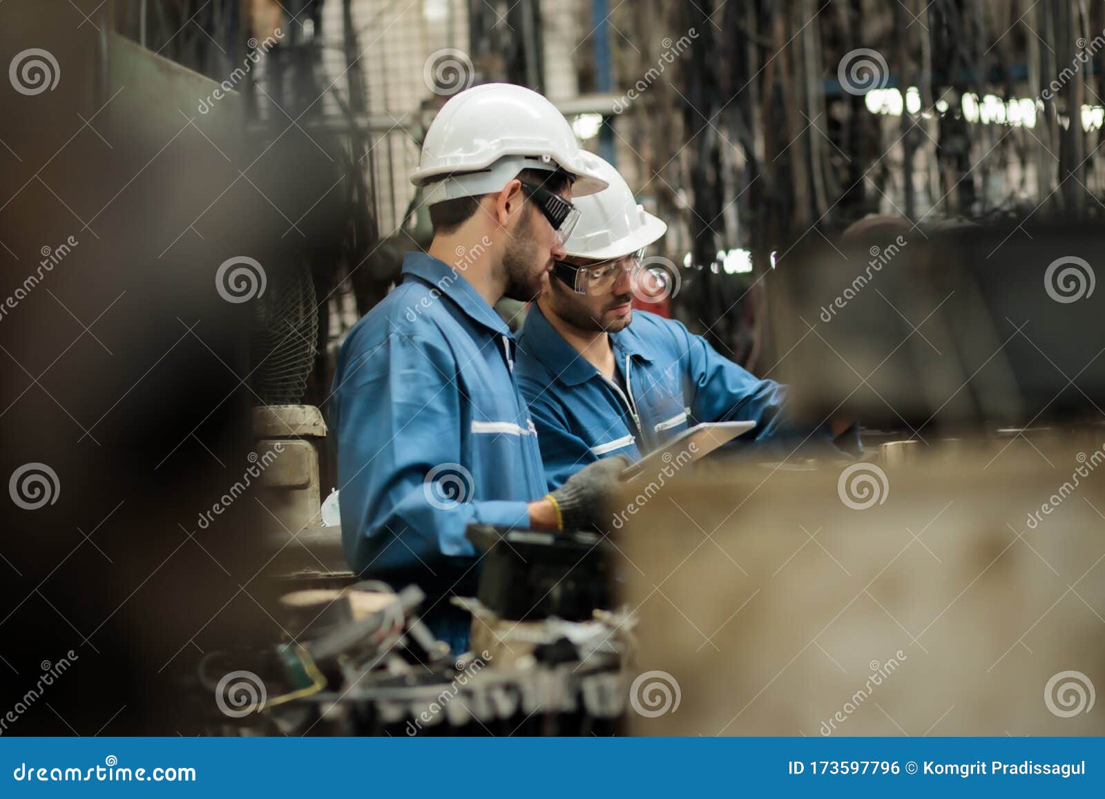 Engineer Team in Industry Factory Working Setting Machine Stock Photo ...