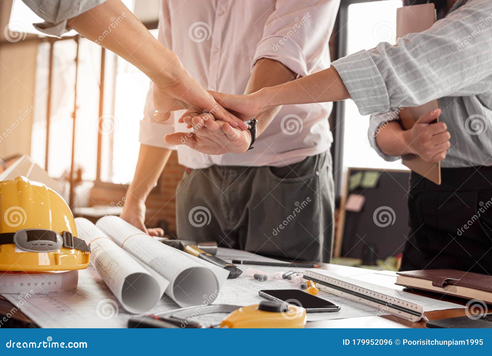 Engineer Team Joined Hands for Brainstorming about Strategy of Working ...