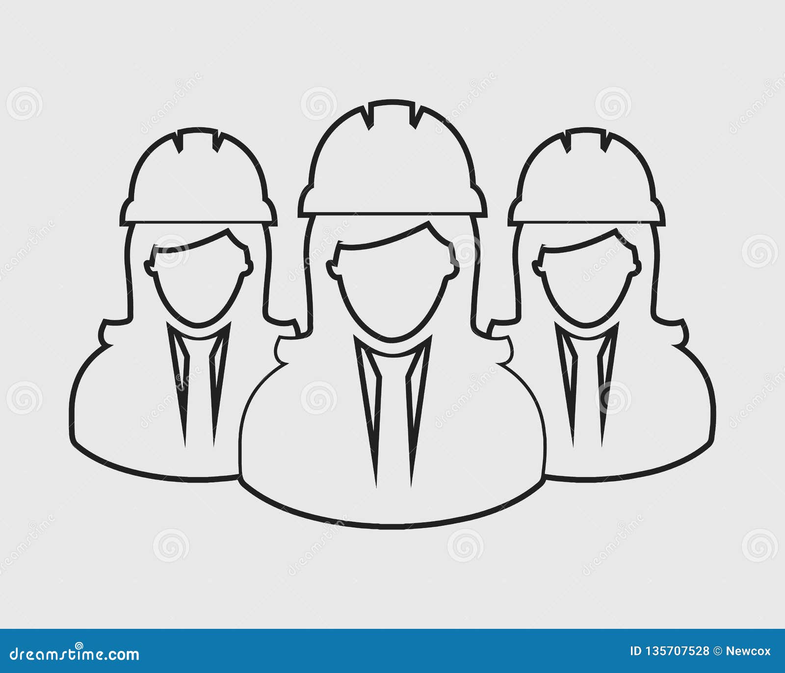 Engineer Team line Icon stock vector. Illustration of element - 135707528