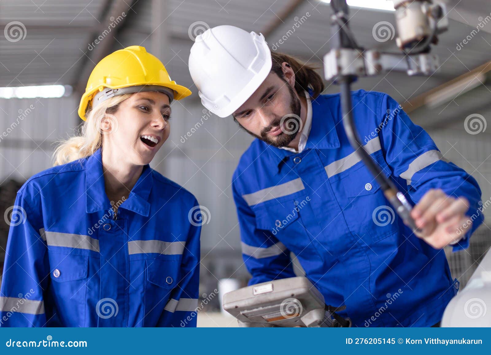 Engineer Team Man and Woman Working Together Training Help Support Work ...