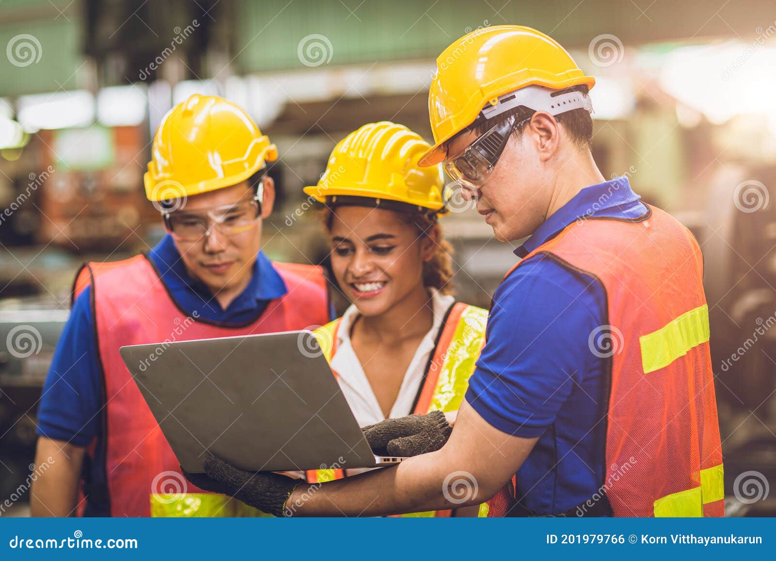 Engineer Team Mix Race Brainstorming Join Working Together in Heavy ...