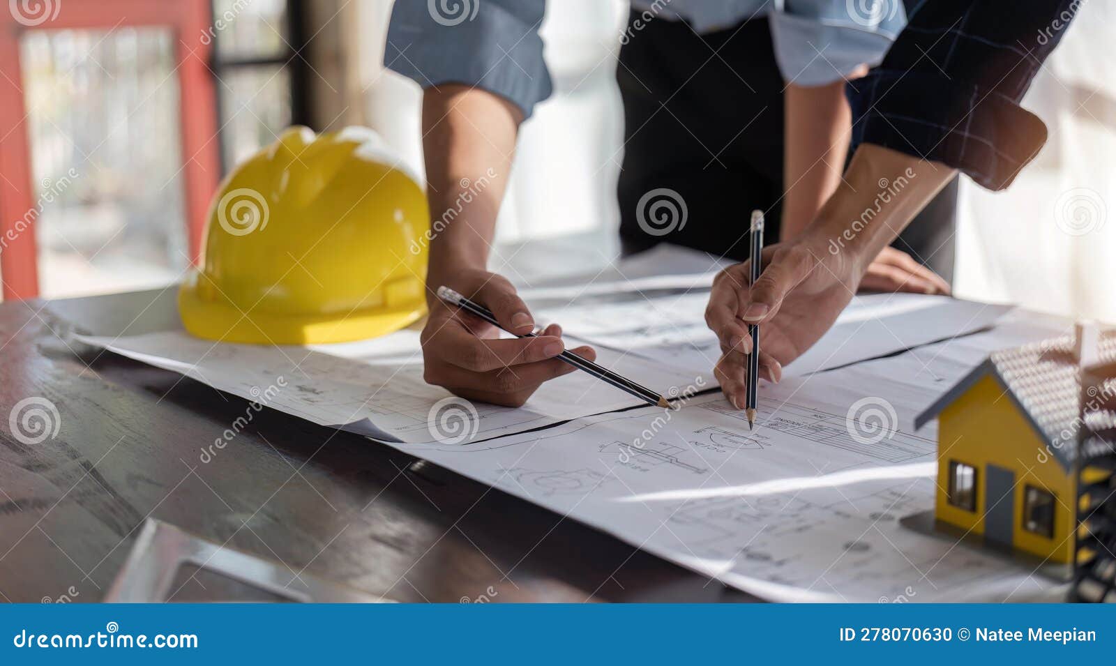 Engineer Team Planning Design House, Modifying Plan, Creating ...