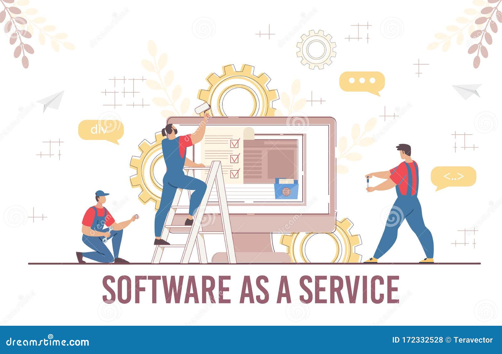 Software As A Service SaaS Program. IT Mainframe Infrastructure Website ...