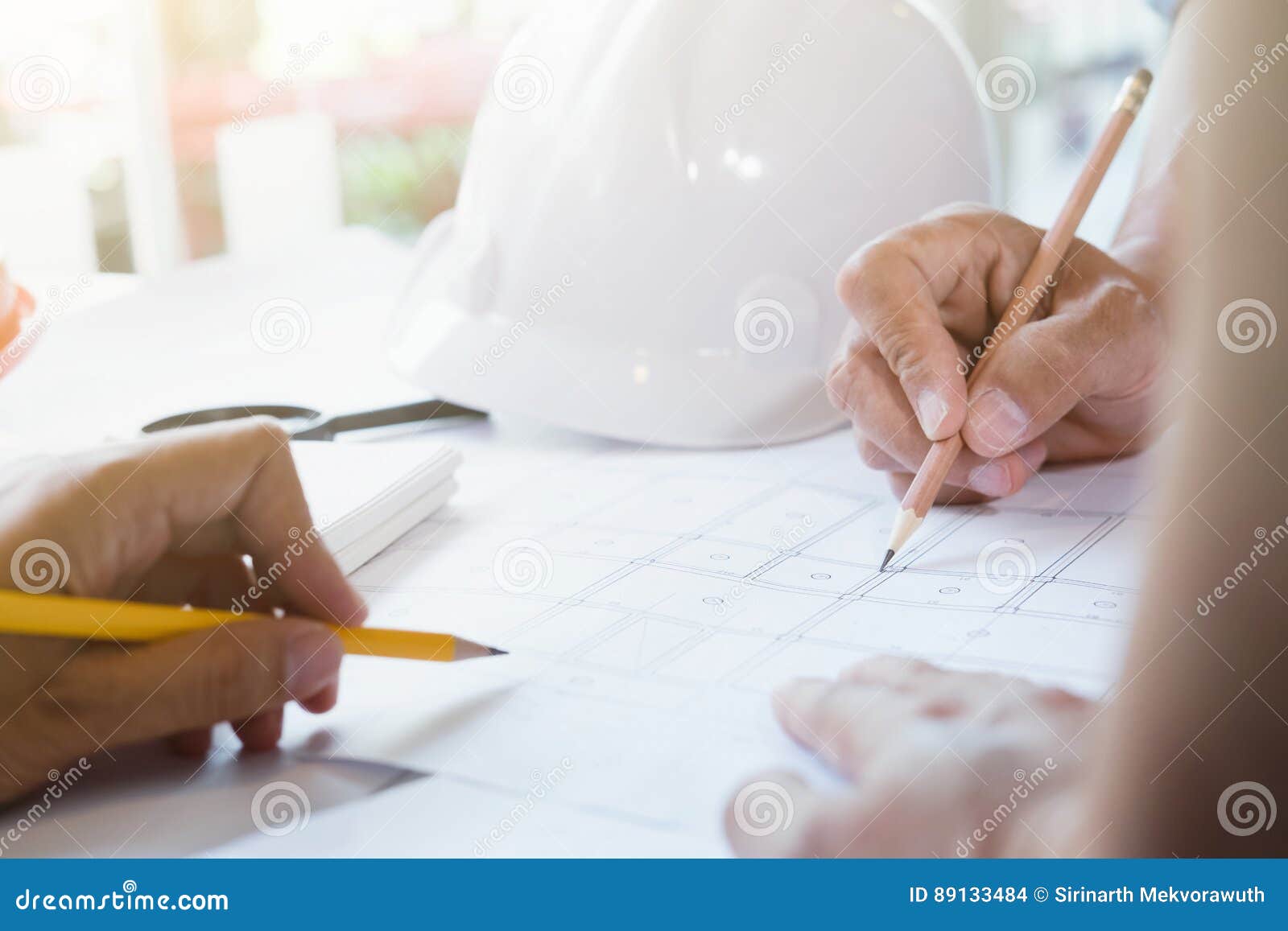 Engineer Teamwork Sketching a Housing Project. Stock Photo - Image of ...
