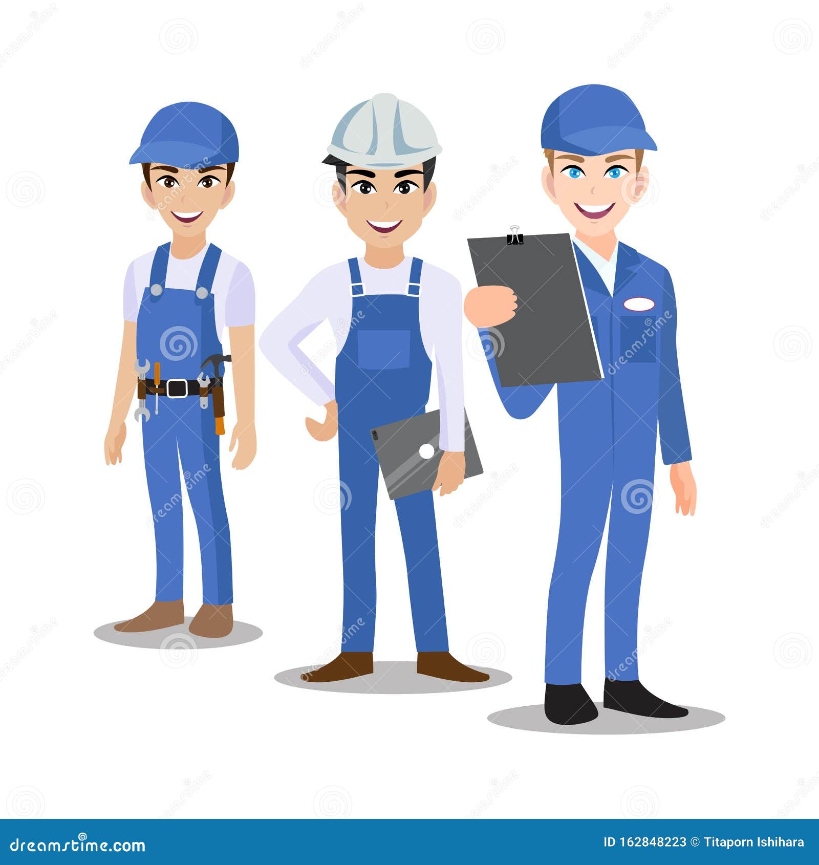 Engineer , Technician, Builders and Mechanics People Teamwork Cartoon ...
