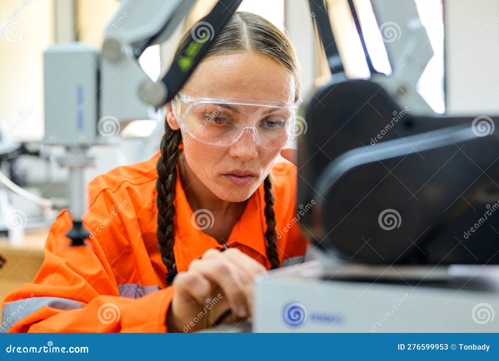 Engineer Technician Checking and Operating in Training Program Stock ...