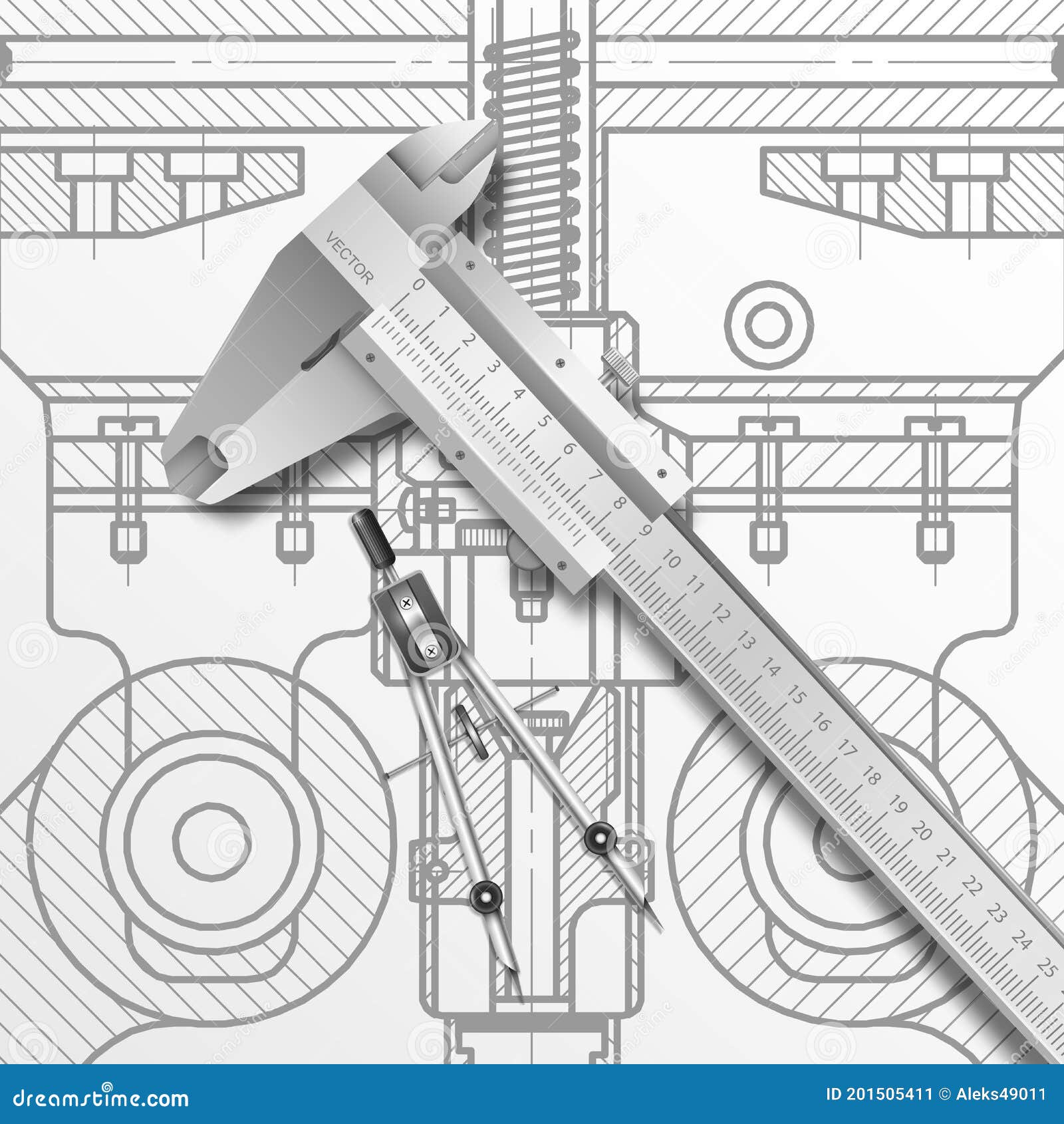 Engineer Technician Designing Drawings.Top View of Drawing Tools ...