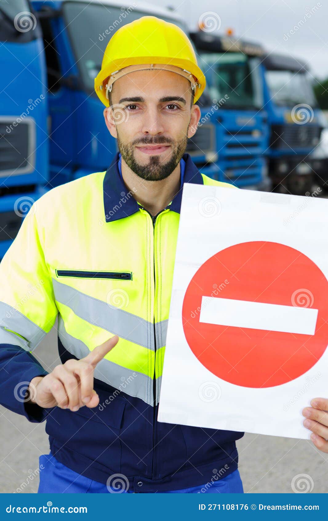 Engineer or Technician with Forbiden Sign Stock Photo - Image of side ...
