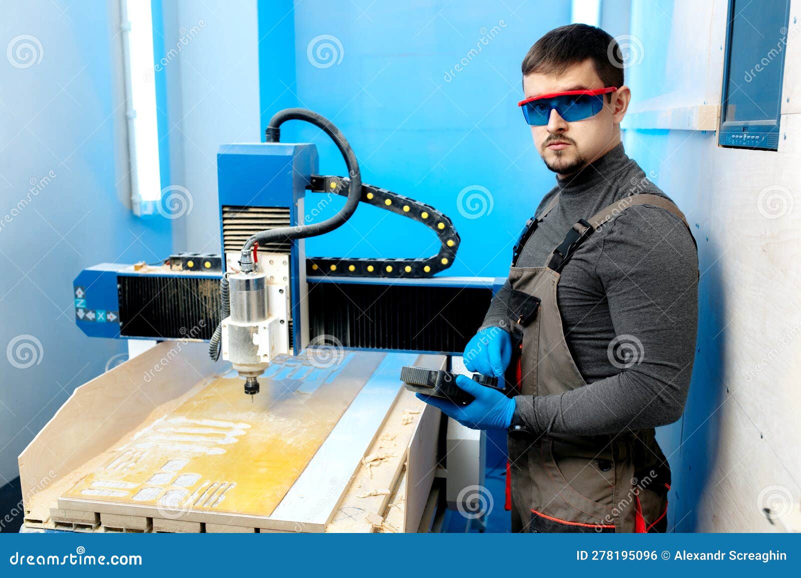 Engineer or Technician Operating with CNC Milling Machine in Lab ...