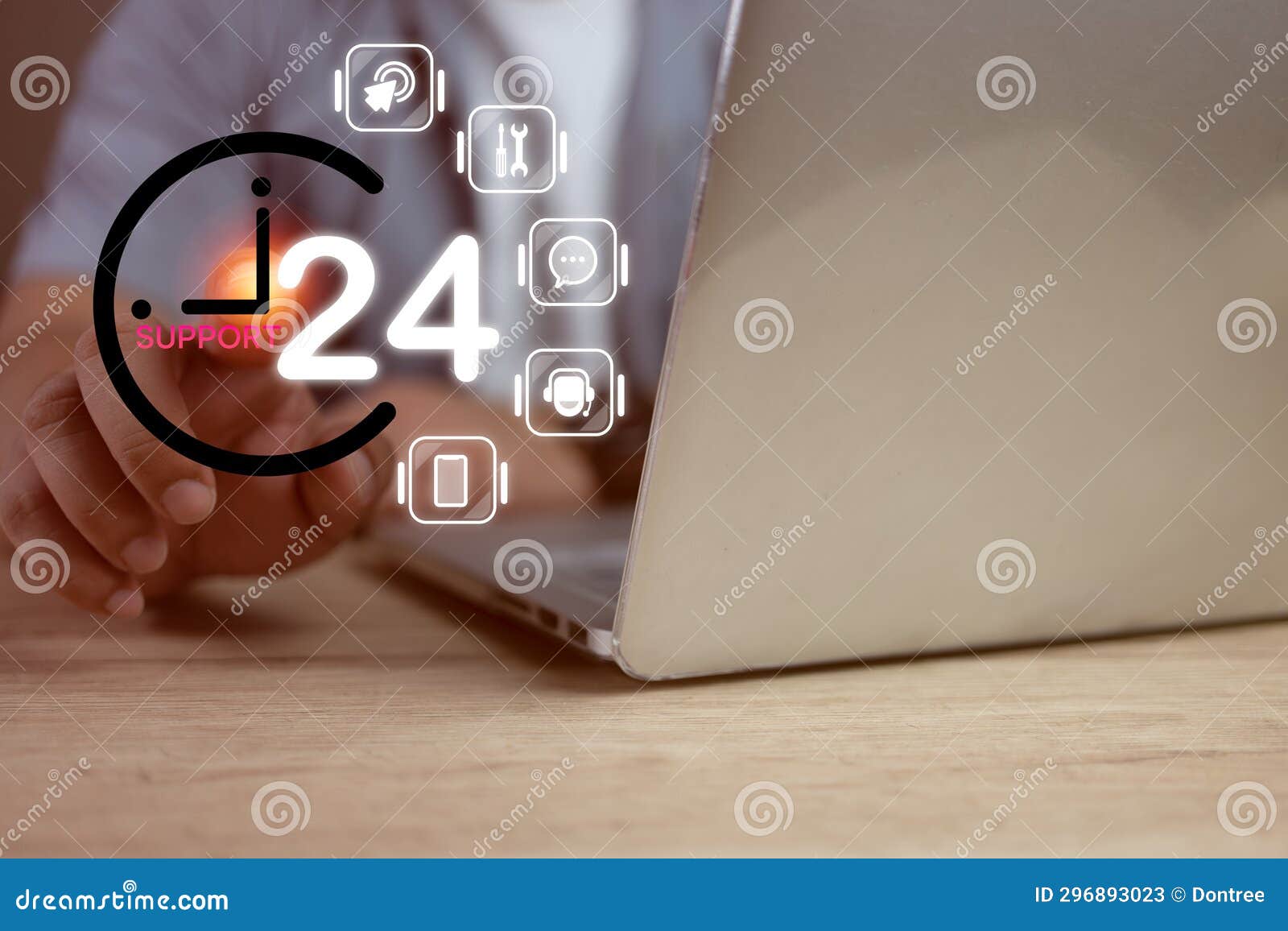 Engineer or Technician Pointing the Service Icon for Standby 24 Hours ...