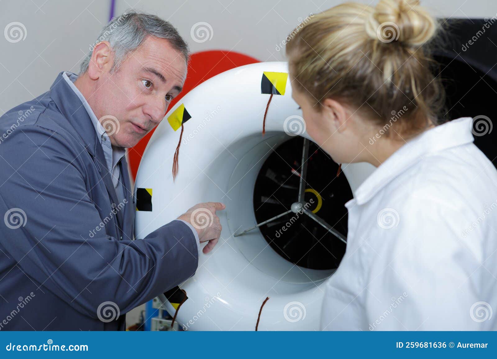 Engineer and Technician Repairing Aircraft Stock Photo - Image of ...