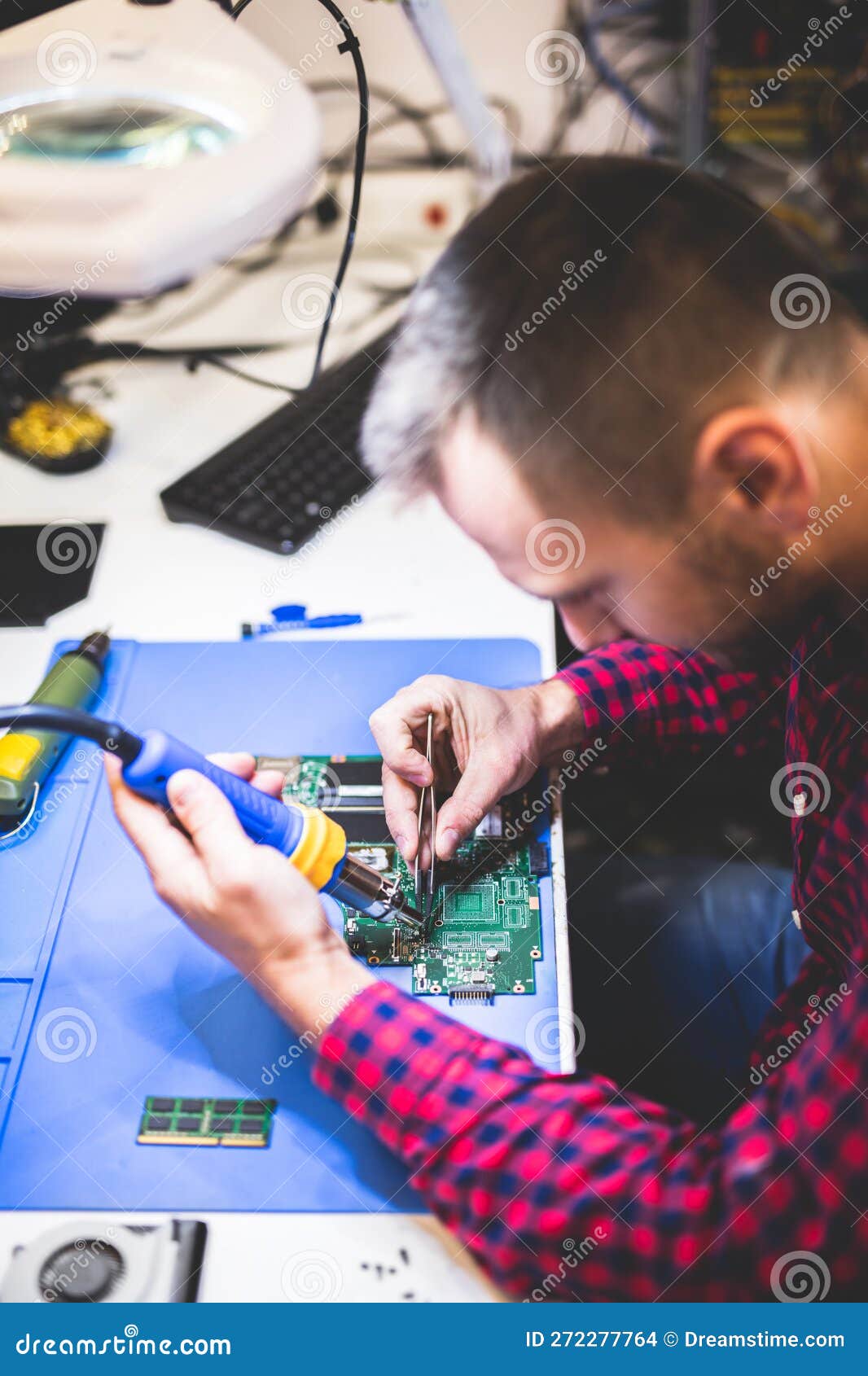 It Engineer Technician Repairing Computer in Electronics Service Shop ...