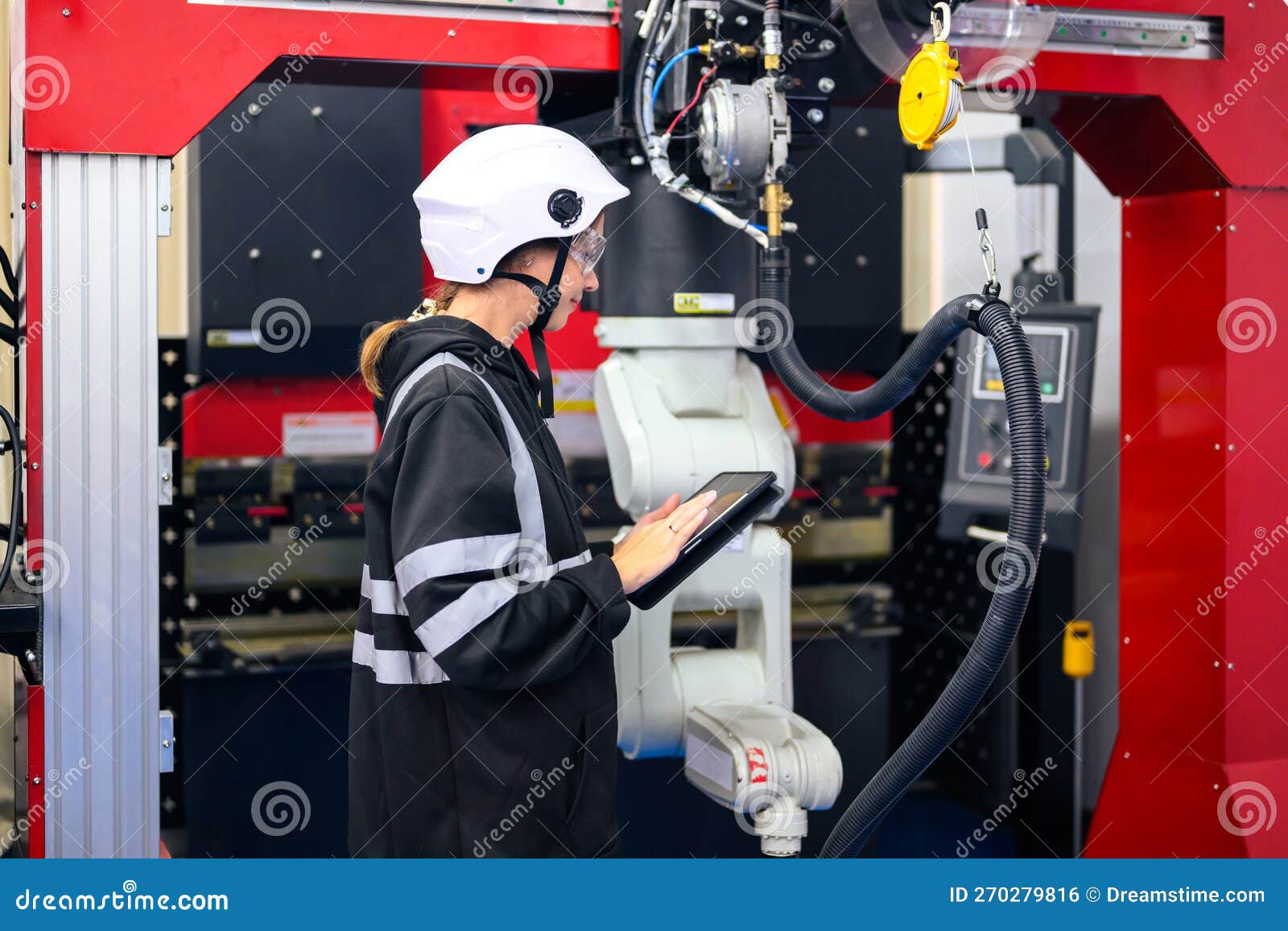 Engineer Technician Using Remote Controller Controlling Machinery Stock ...