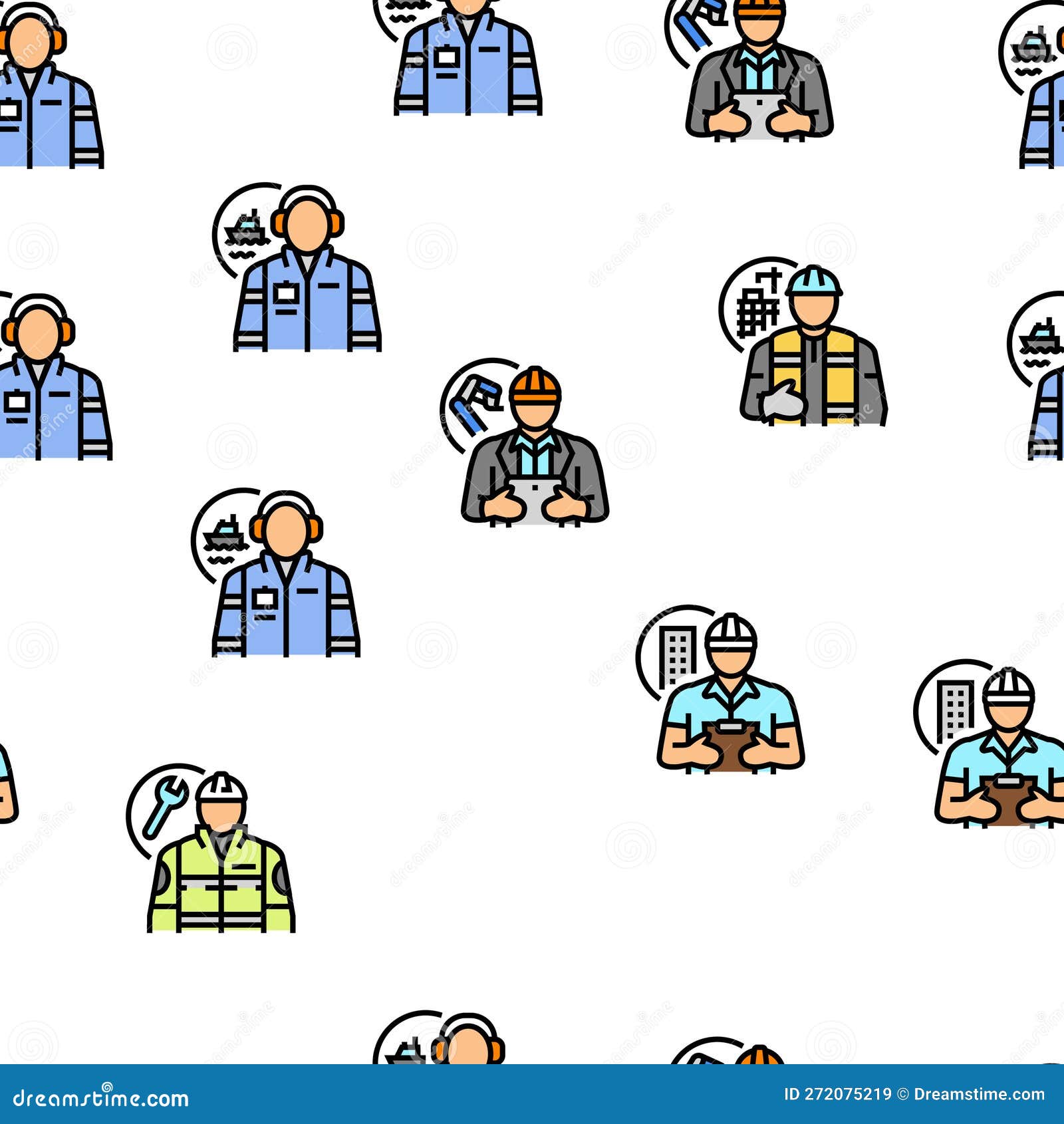 Engineer Technology Work Man Vector Seamless Pattern Stock Vector - Illustration of technician ...