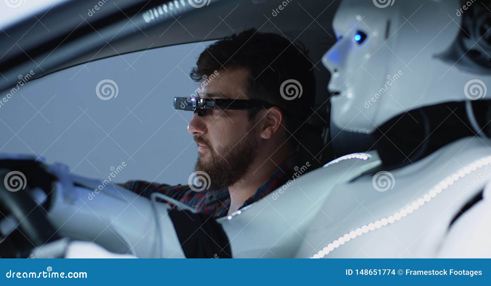 Engineer Testing Car Driving Robot Stock Photo - Image of male, science ...