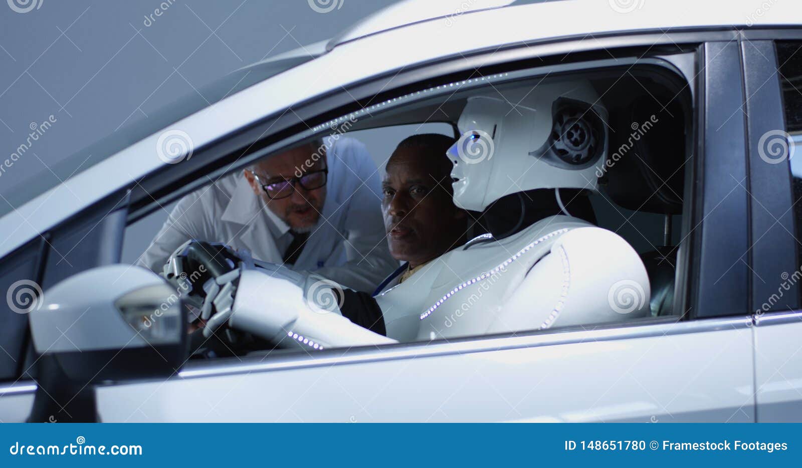 Engineer Testing Car Driving Robot Stock Photo - Image of engineer ...