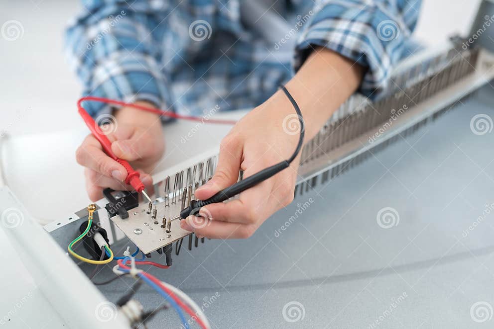 Engineer Testing Electronic Component with Oscilloscope Stock Photo ...