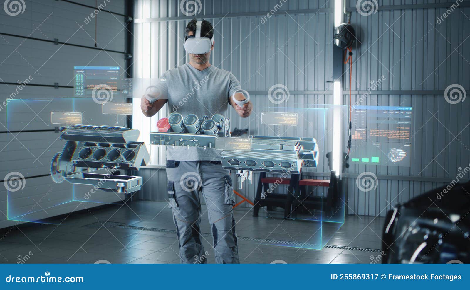 Engineer Testing Engine in Virtual Program Stock Image - Image of ...