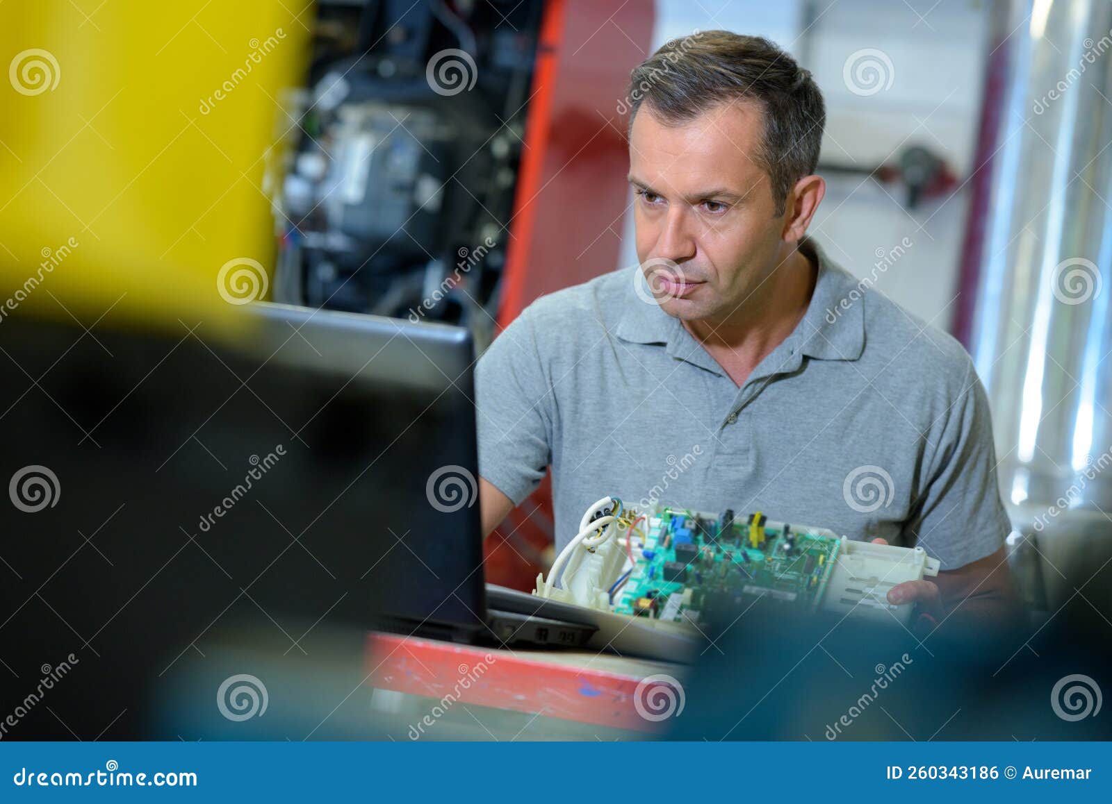 Engineer Testing Robot in Workshop Stock Photo - Image of generation ...