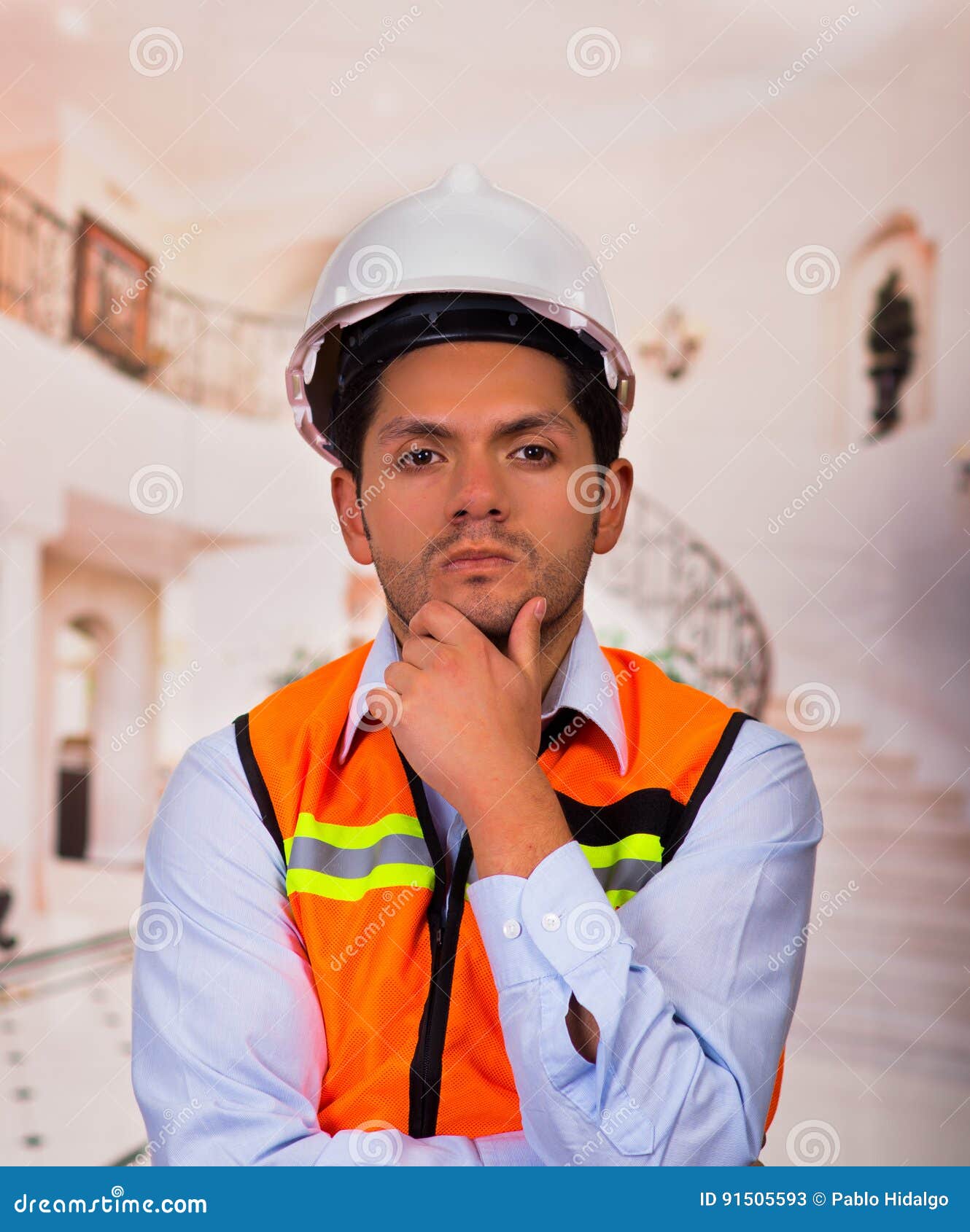 Engineer Thinking at Construction Site Stock Image - Image of builder ...