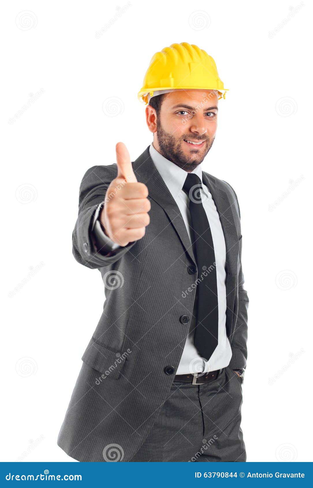 Engineer with thumb up stock photo. Image of fashion - 63790844