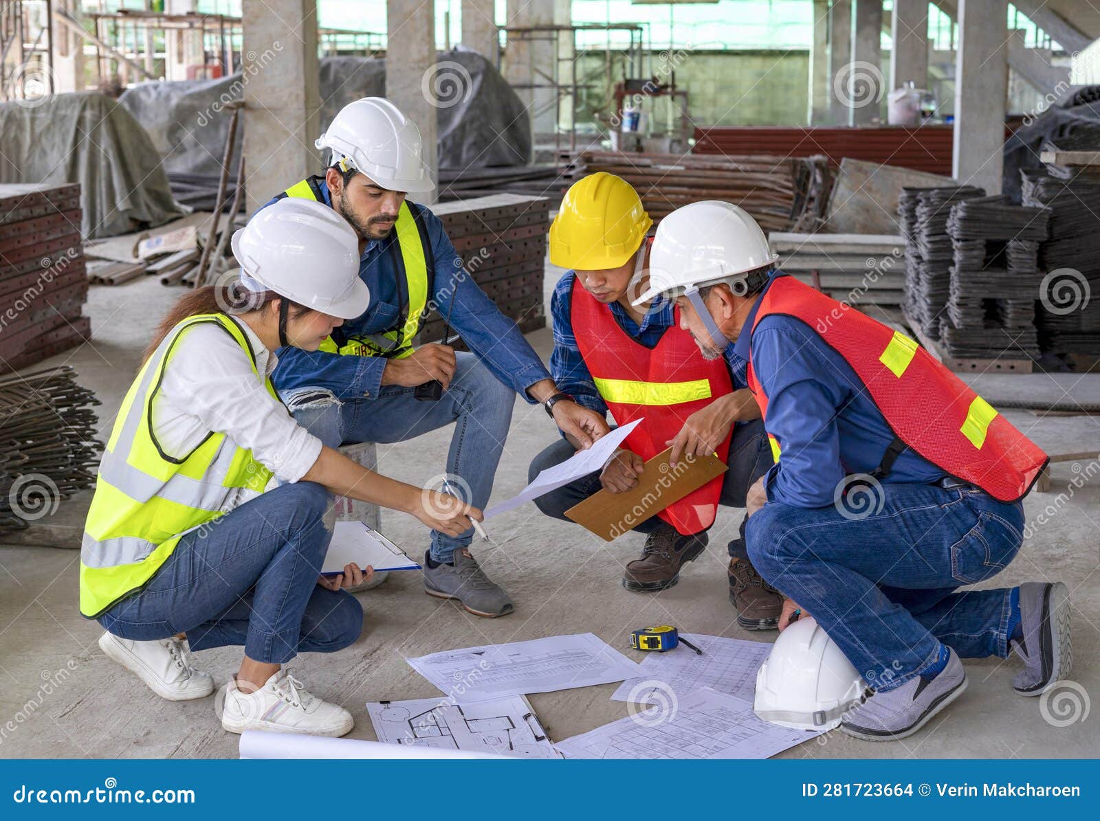Engineer Together with Foreman,builder,worker Discussing,planning for a ...