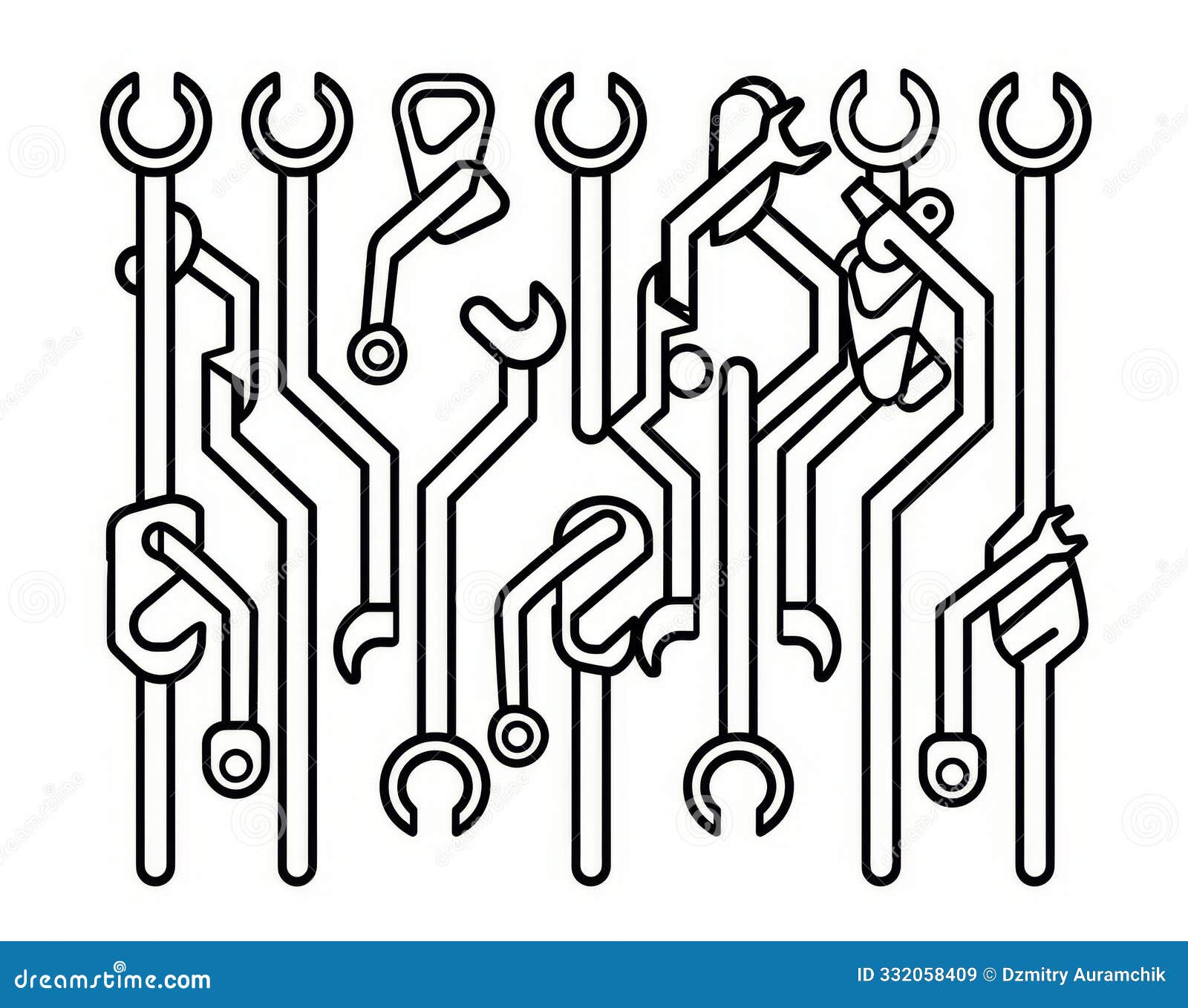 An Engineer Tool Diagram with Continuous One Line Lines. Modern ...