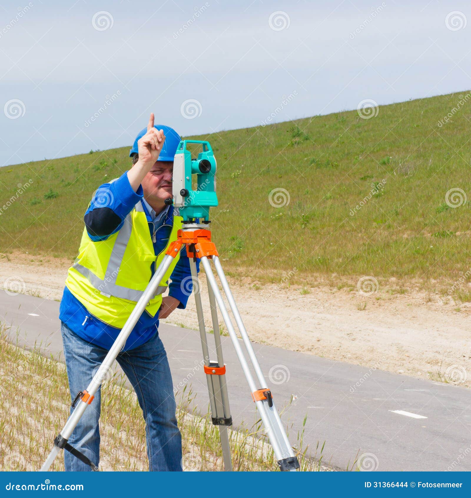 Engineer and Total Station or Theodolite Stock Photo - Image of highway ...