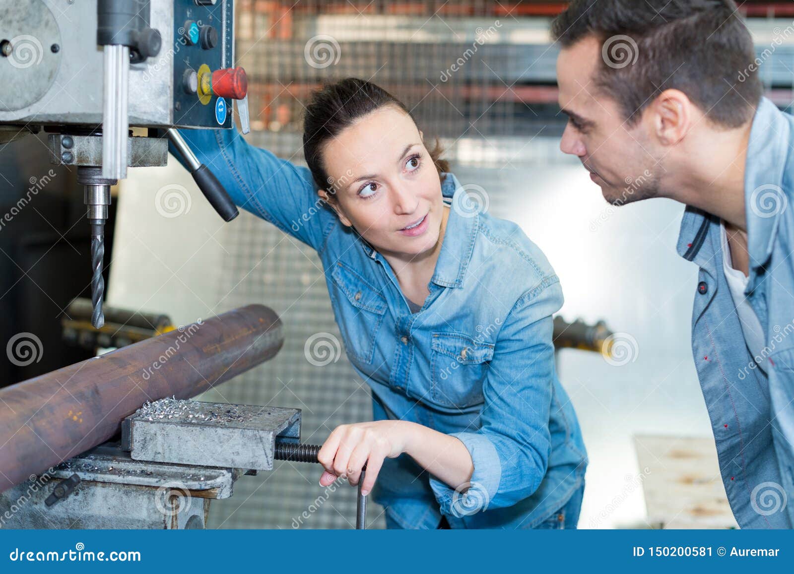 Engineer Training Apprentices on Cnc Machine Stock Image - Image of ...