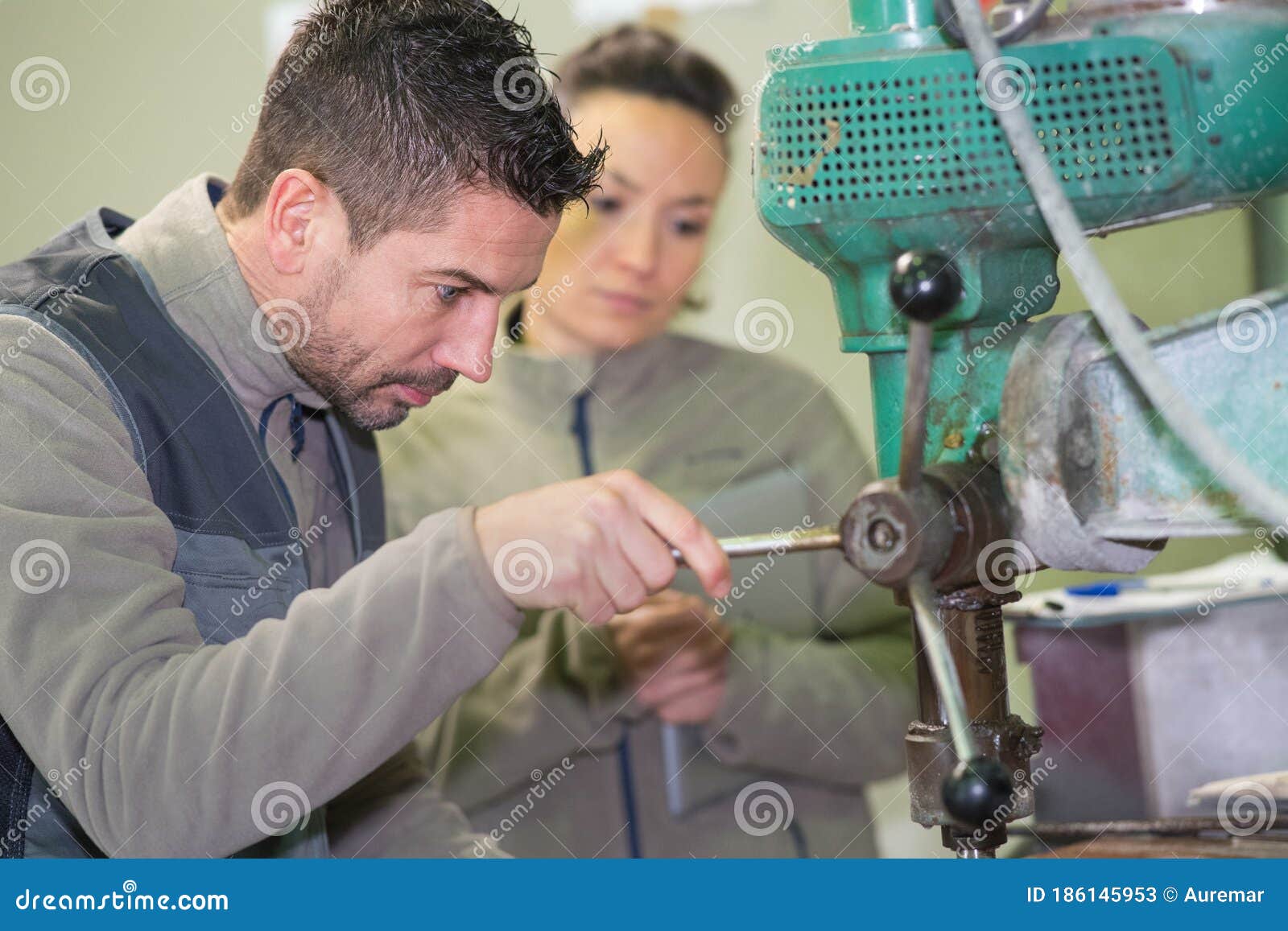Engineer Training Female Apprentice on Cnc Machine Stock Image - Image ...