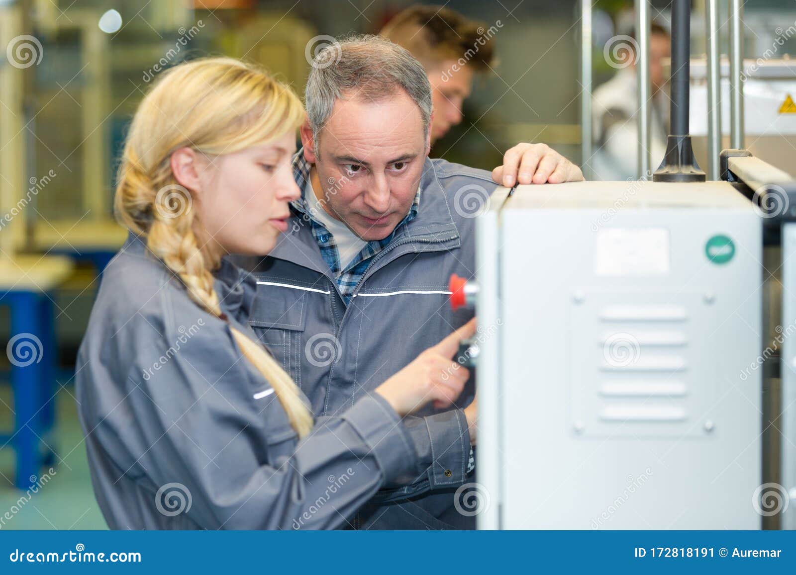 Engineer Training Female Apprentice on Milling Machine Stock Image ...